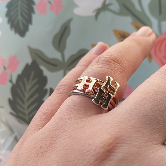 BaubleBar | Jewelry | Nwot Rose Gold H Letter Ring Alphabet | Poshmark